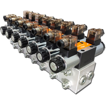 ROZDZIELACZ HYDRAULICZNY CETOP 7 SEKCYJNY 60L ELEKTRYCZNY 12V